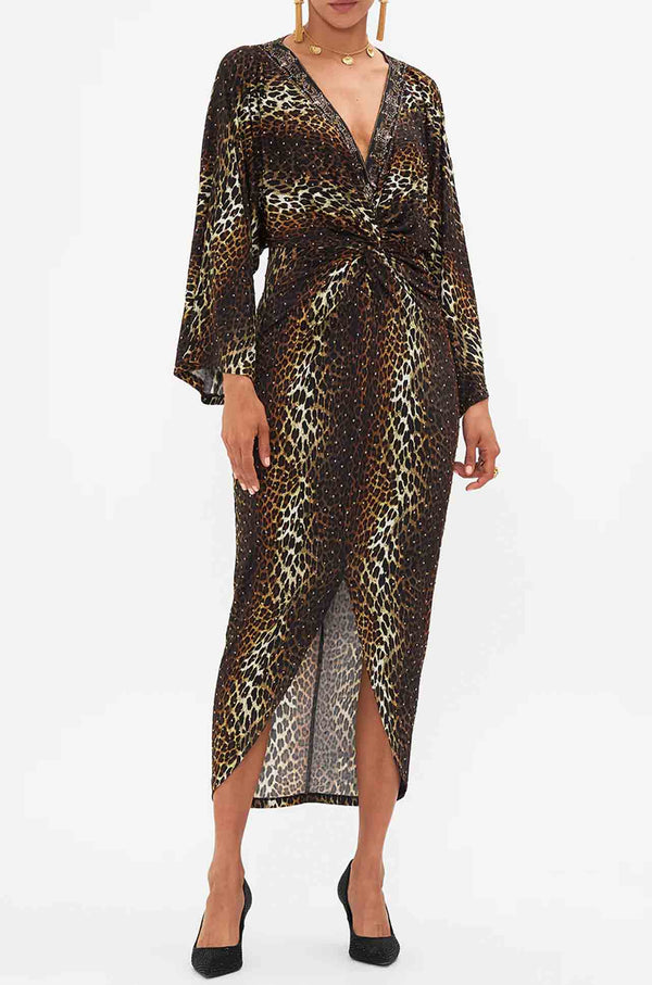 Camilla - Amsterglam Long Split Front Twist Dress - Zambezee