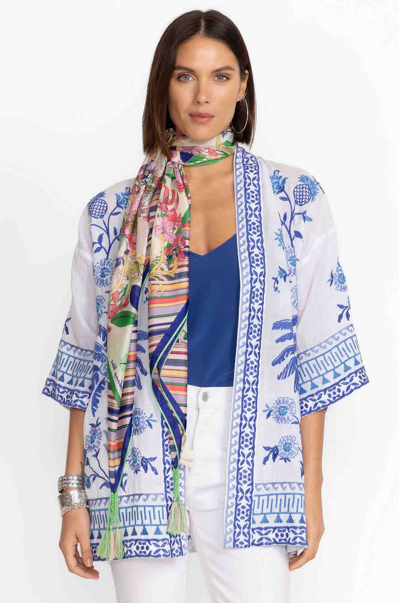 Johnny Was - Silk Scarf in Farout Scarf Print - Zambezee