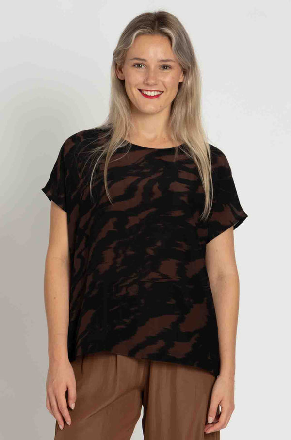 Mela Purdie - Cap Shell in Shadow Print Silk - Zambezee