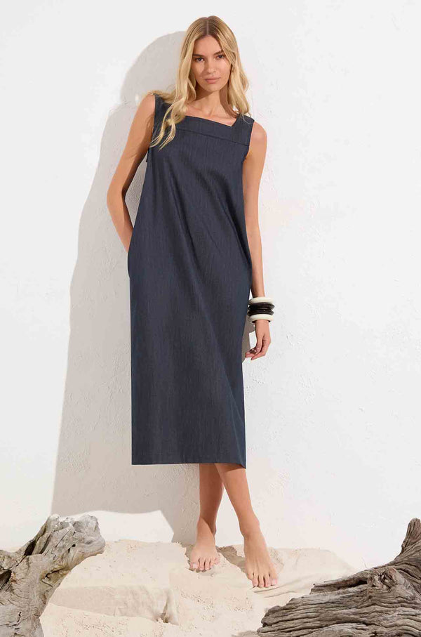 Mela Purdie - Cube Dress in Soft Stretch Denim - Zambezee