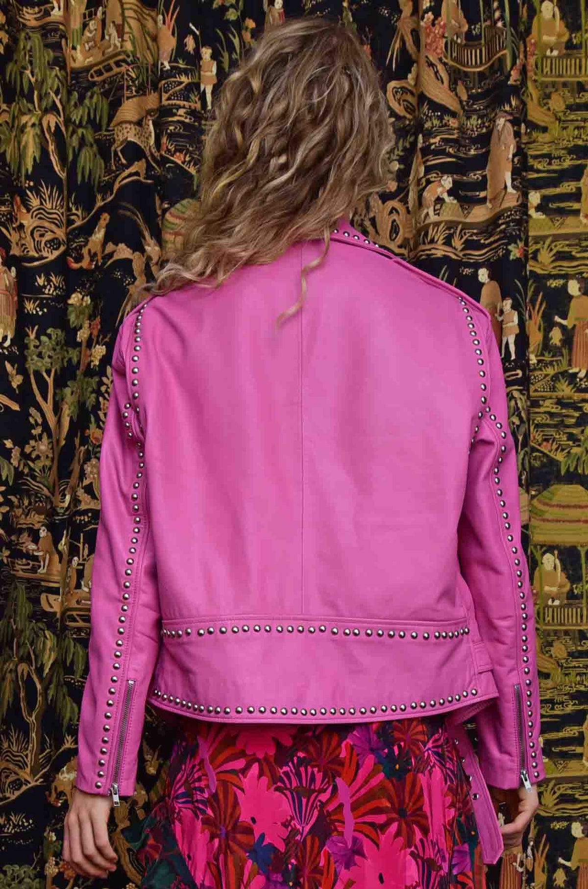 Cooper - Hide & Seek Star Studded Leather Jacket in Pink - Zambezee