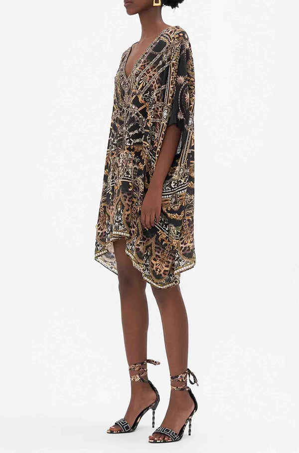 Camilla - Masked At Moonlight Rectangular V-Neck Kaftan - Zambezee