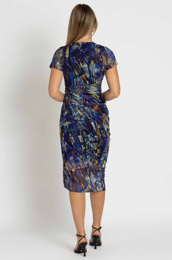 Paula Ryan - Side Gather Crossover Dress in Mosaic - Zambezee