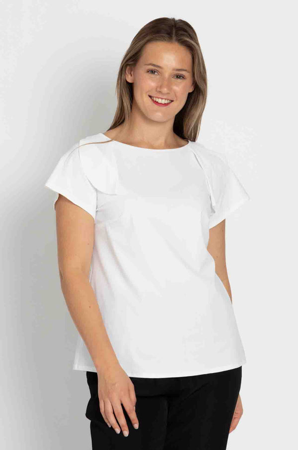 Paula Ryan - Soft Cap Sleeve Shell Top in White - Zambezee