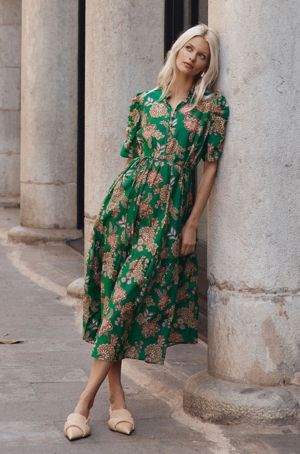 zoe kratzmann - opus dress in kgari palm green - Zambezee