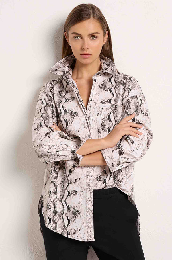Mela Purdie - Relaxed Pocket Shirt in Python Print Popilene - Zambezee
