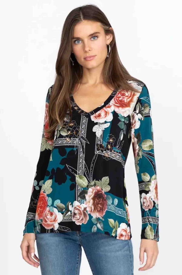 Johnny Was - Rosabel Favourite L/S V-Neck Tee - Zambezee