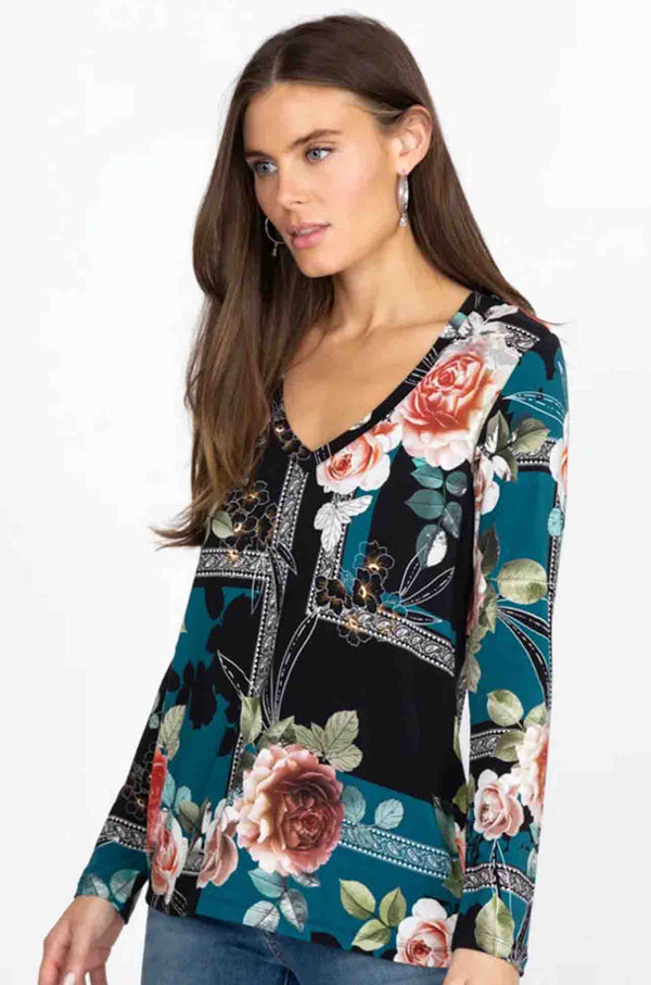 Johnny Was - Rosabel Favourite L/S V-Neck Tee - Zambezee