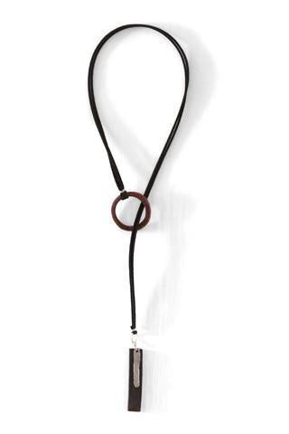 Mulberry Mongoose - Suede Circle & Block Necklace - Zambezee